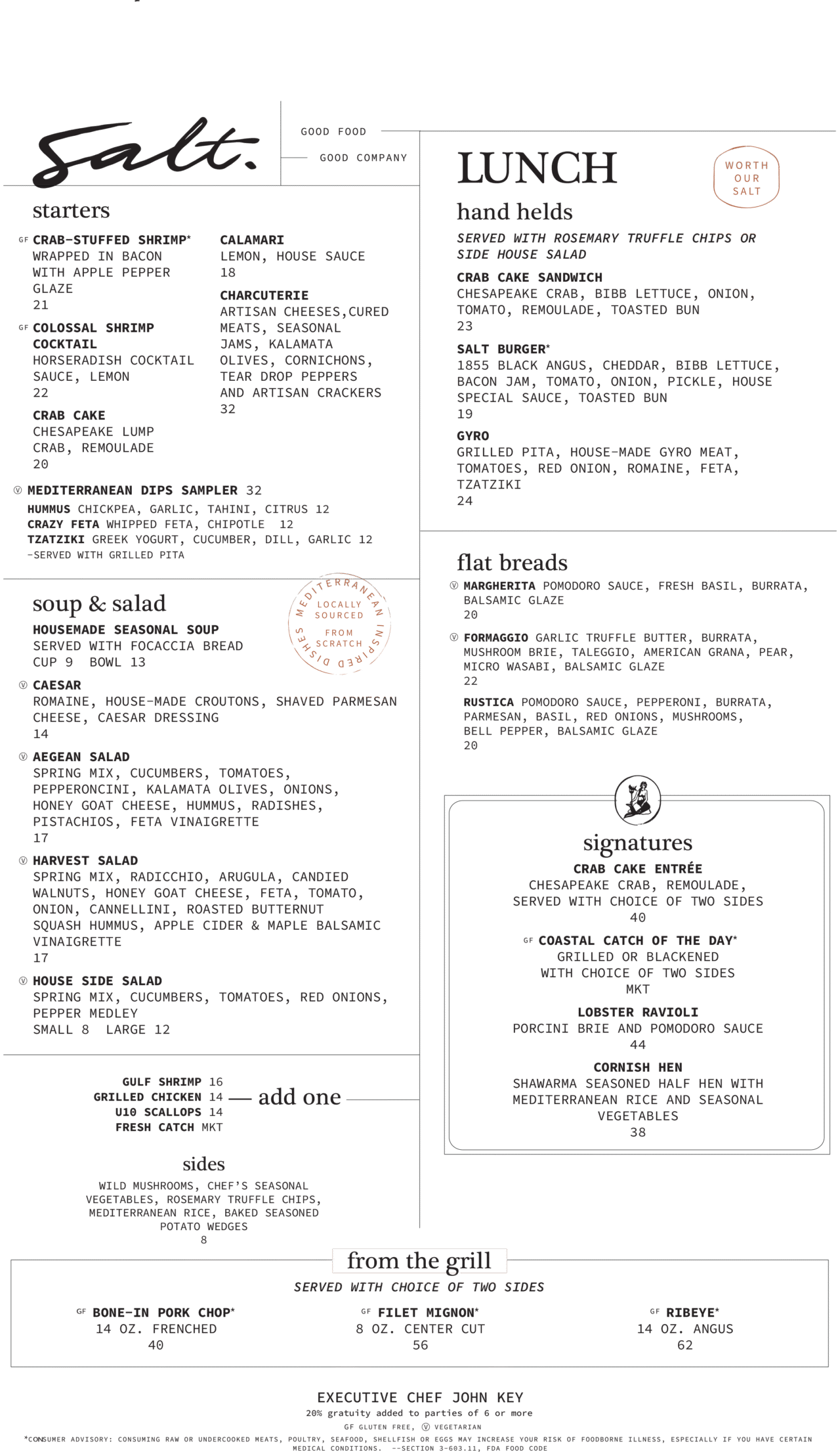 Salt Lunch Menu | Salt Pensacola Beach Florida